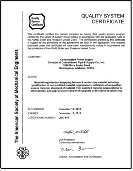 Certifications and Quality Program at Consolidated Power Supply